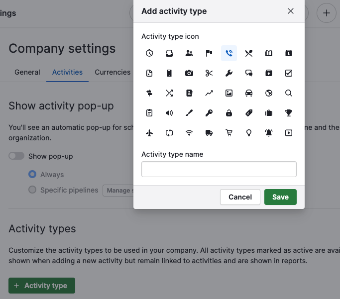 Creating custom activity types - Knowledge Base | Pipedrive